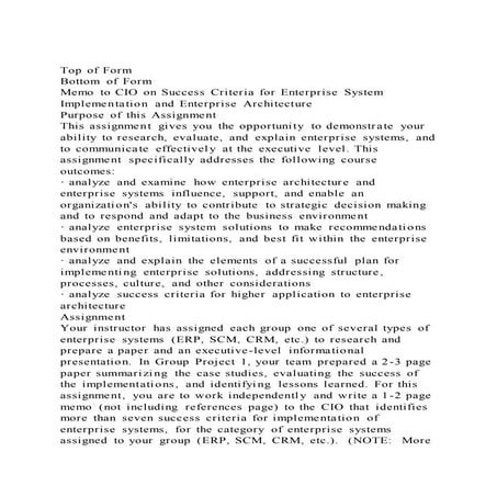 Top of FormBottom of FormMemo to CIO on Success Criteria for E | DOCX ...