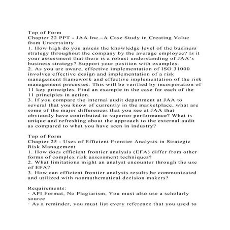 Top of FormChapter 22 PPT - JAA Inc.–A Case Study in Creating Va.docx ...