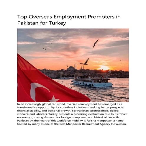 Skilled Worker Recruitment for Turkey – Pakistan’s Leading Agency | PDF
