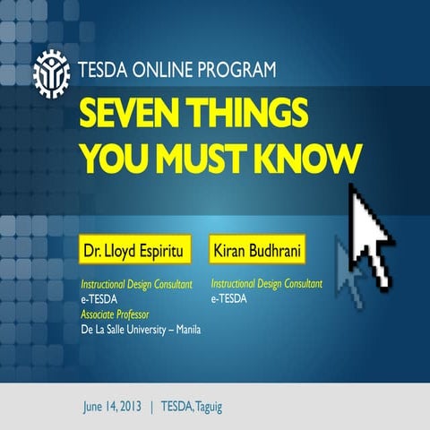 E-TESDA Online Program: Seven Things You Must Know | PDF
