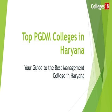 Top Post Graduate Diploma in Management Colleges (PGDM) in Haryana | PPTX