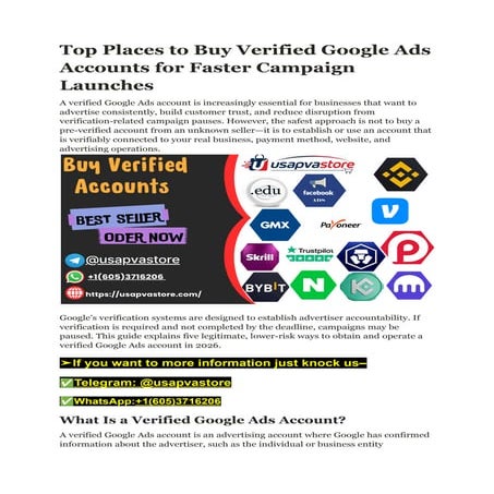 Top Verified Google Ads Accounts: Safe Buying & Setup Strategies for ...
