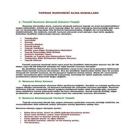 Toprak Numunesi Alma Kurallari | DOC