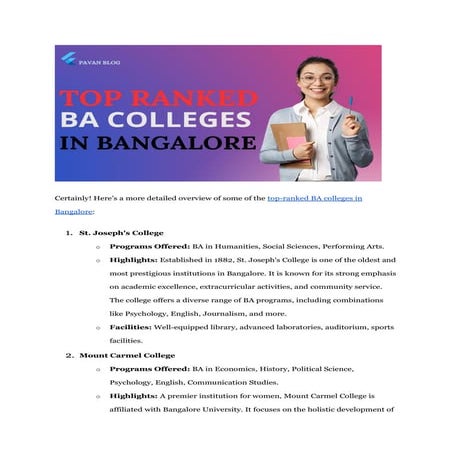 top ranked ba colleges in bangalore,karnataka. | PDF