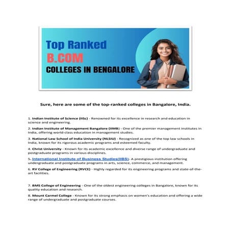 Top ranked colleges in bangalore......... | PDF