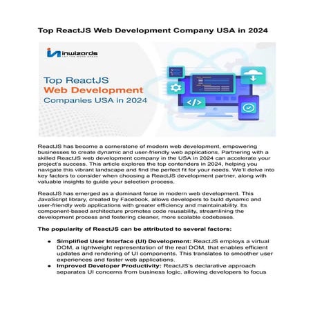 Top Reactjs Web Development Company Usa In 2024 Pdf