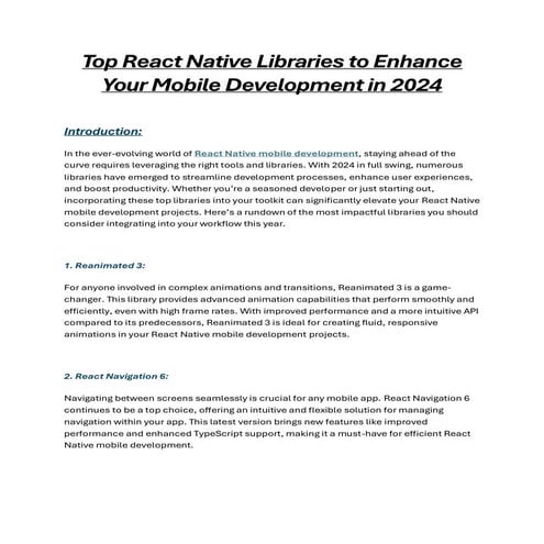 Top React Native Libraries To Enhance Your Mobile Development In 2024 Pdf