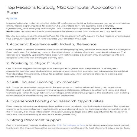 Top Reasons to Study MSc Computer Application in Pune.pdf