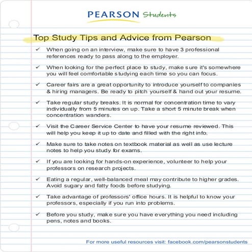 Study Tips from Pearson Students | PDF