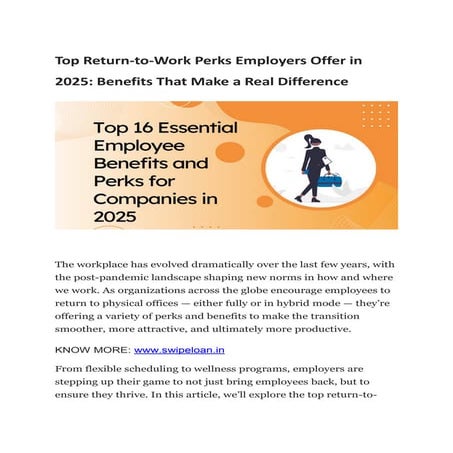Top Return-to-Work Perks Employers Offer in 2025: Benefits That Make a ...
