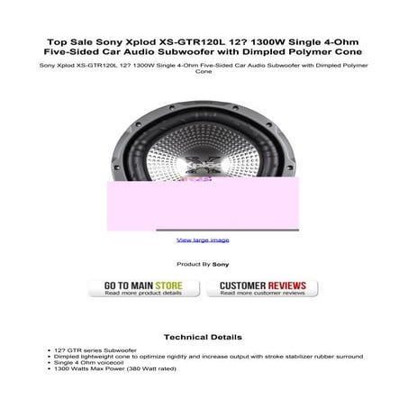 Top sale sony xplod xs gtr120 l 12 1300w single 4-ohm five-sided car ...