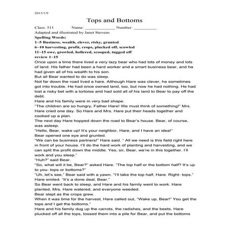 Tops and Bottoms text | DOC