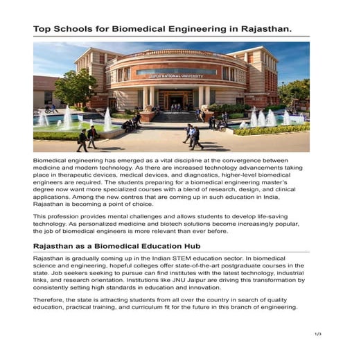 Top Schools for Biomedical Engineering in Rajasthan..pdf