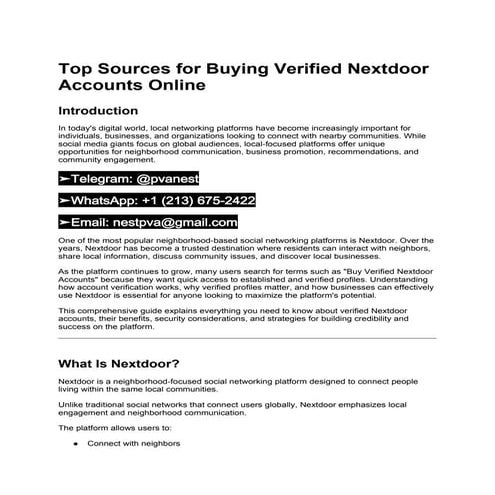 Top Sources for Buying Verified Nextdoor Accounts Online.pdf