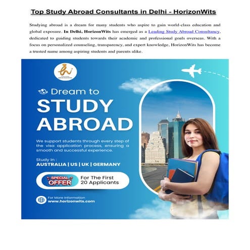 Top Study Abroad Consultants in Delhi - HorizonWits.pdf