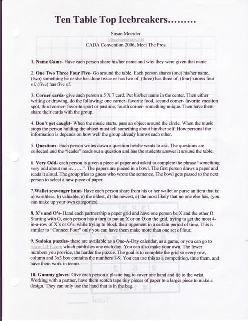 Large group icebreakers | PDF