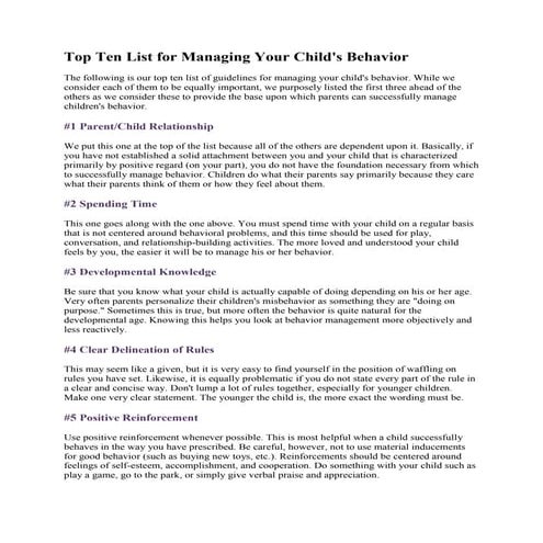 Top ten parent strategies | DOCX