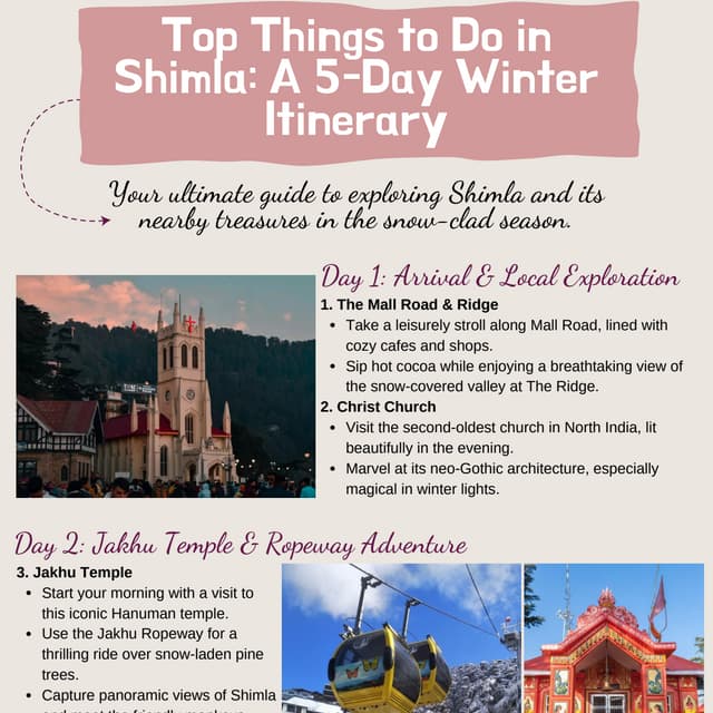 Top Things to Do in Shimla: A 5-Day Winter Itinerary | PDF