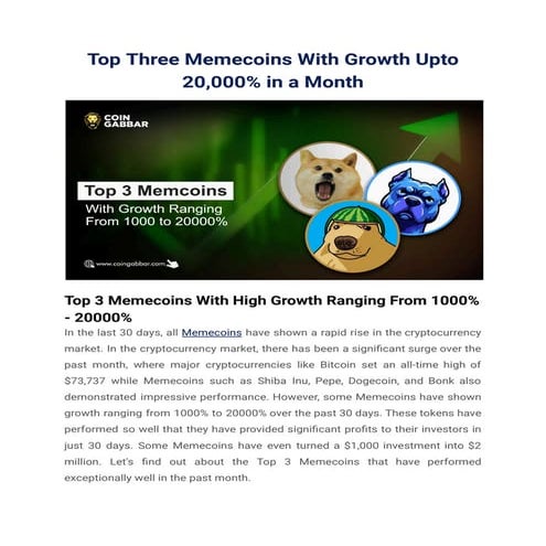 Top Three Memecoins With Growth Upto 20,000% in a Month.pdf