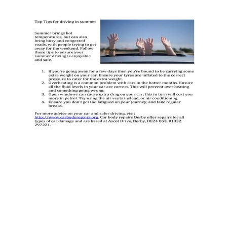 RoSPA Summer Driving Tips | PPTX