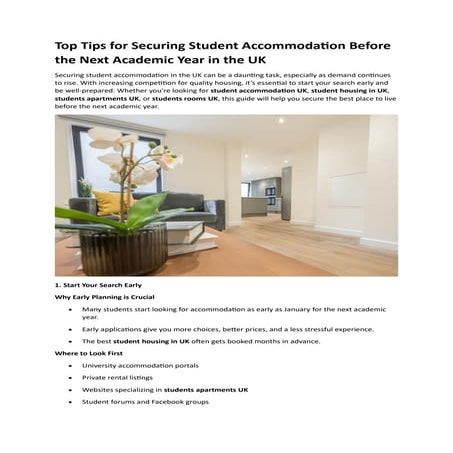 Top Tips for Securing Student Accommodation Before the Next Academic ...