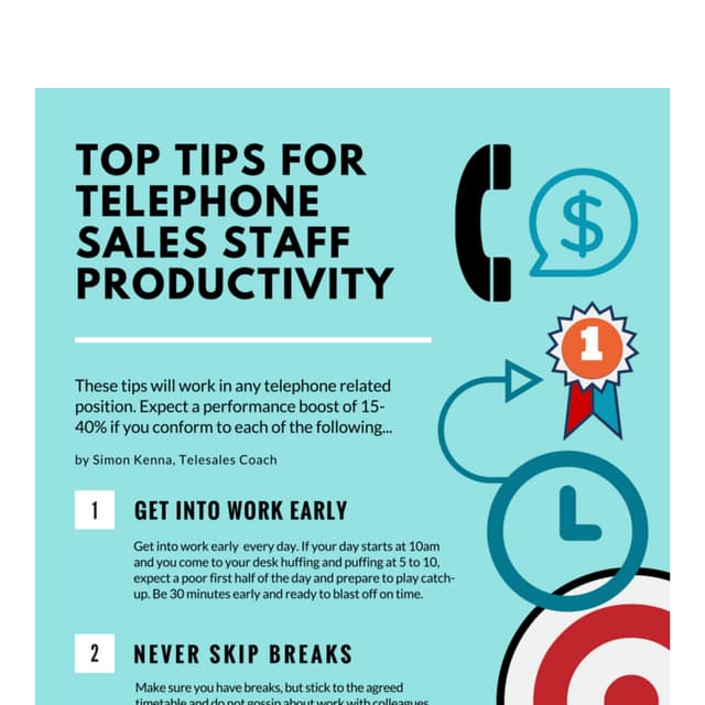 Top tips for telephone sales staff productivity | PDF