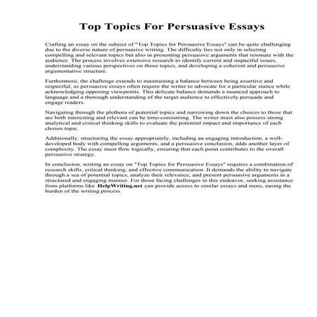 Sample Persuasive Essay Topics | PDF