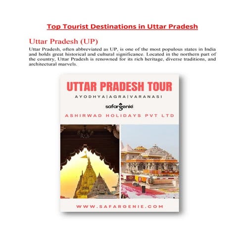 Top Tourist Destinations in Uttar Pradesh | PDF