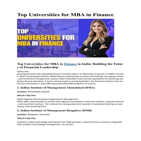Top Universities for MBA in Finance.pdf. | PDF