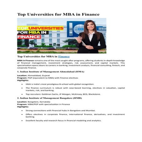 Top Universities for MBA in Finance.pdf. | PDF