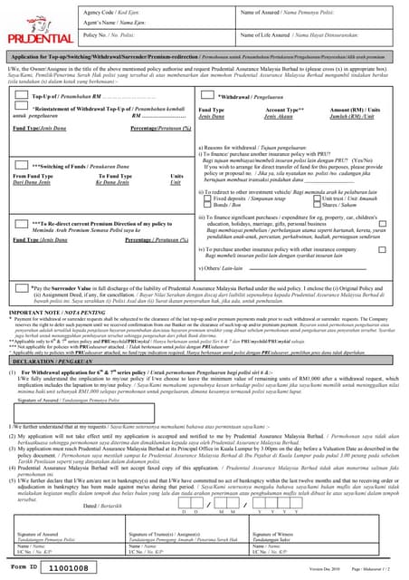 Form Application for top-up/switching PAMB | PDF