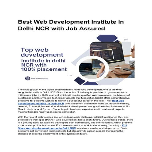 Top web development institute in delhi NCR with 100% Placement.pdf