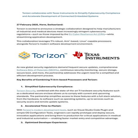Torizon Collaborates With Texas Instruments To Simplify Cybersecurity