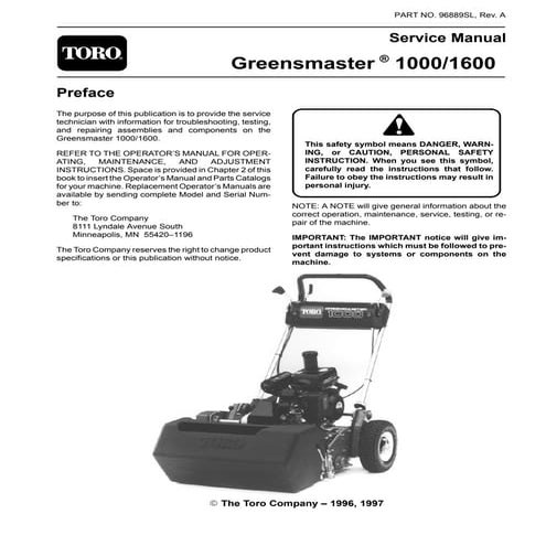 Toro reelmaster 5510 mower service repair manual | PDF