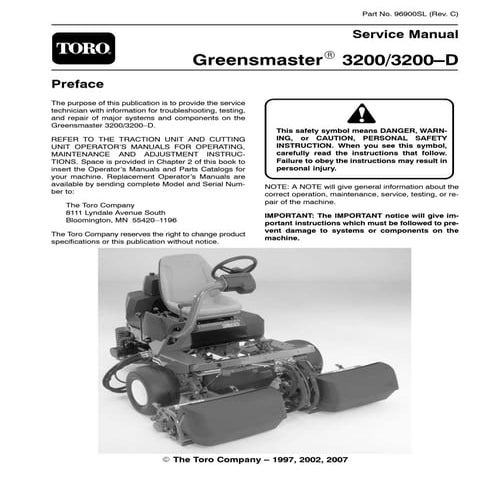 Toro reelmaster 2300 d mower service repair manual | PDF