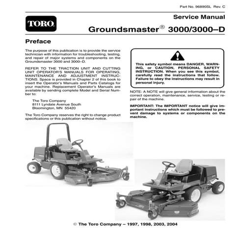 Toro groundsmaster 325 d mower service repair manual | PDF