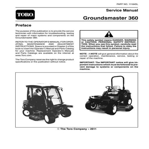 Toro groundsmaster 3500 d service repair manual | PDF