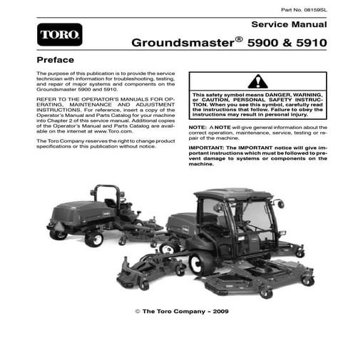 Toro groundsmaster 5910 service repair manual | PDF