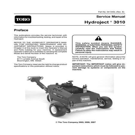 Toro hydroject 3010 service repair manual | PDF