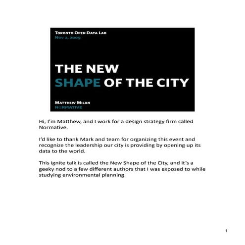 City State - Toronto Open Data Workshop Ignite Presentation | PDF