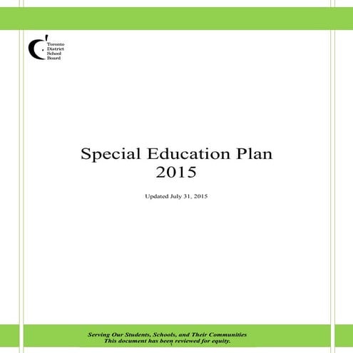Toronto school district special educationplan | PDF