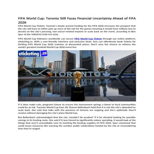 Toronto Still Faces Financial Uncertainty Ahead of FIFA 2026.docx