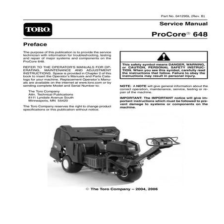 Toro pro core 648 service repair manual | PDF