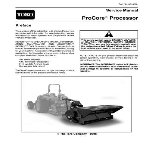 Toro pro core processor service repair manual | PDF