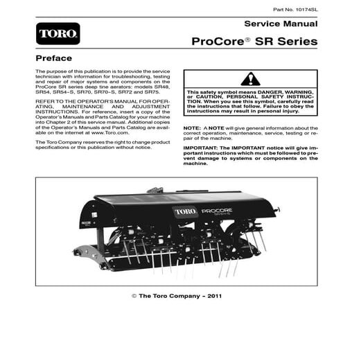 Toro pro core sr70 service repair manual | PDF