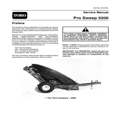 Toro pro sweep 5200 service repair manual | PDF