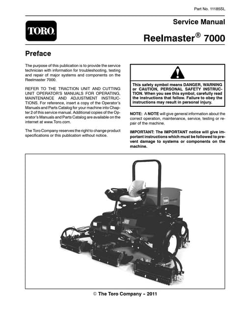 Toro reelmaster 5210 mower service repair manual | PDF
