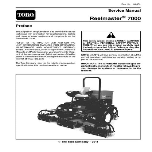 Toro reelmaster 5510 mower service repair manual | PDF