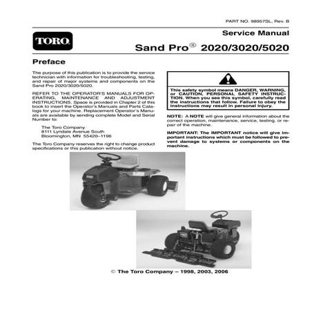 Toro sand pro 5020 service repair manual | PDF