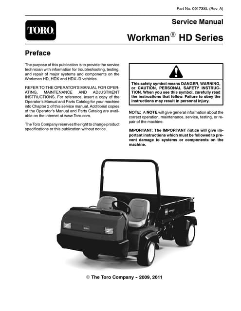Toro workman 2100 series service repair manual | PDF